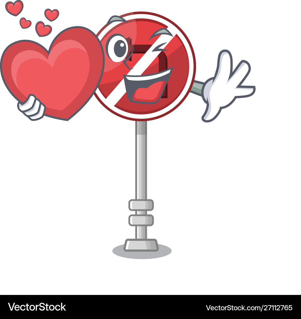 With heart no left turn cartoon shape Royalty Free Vector