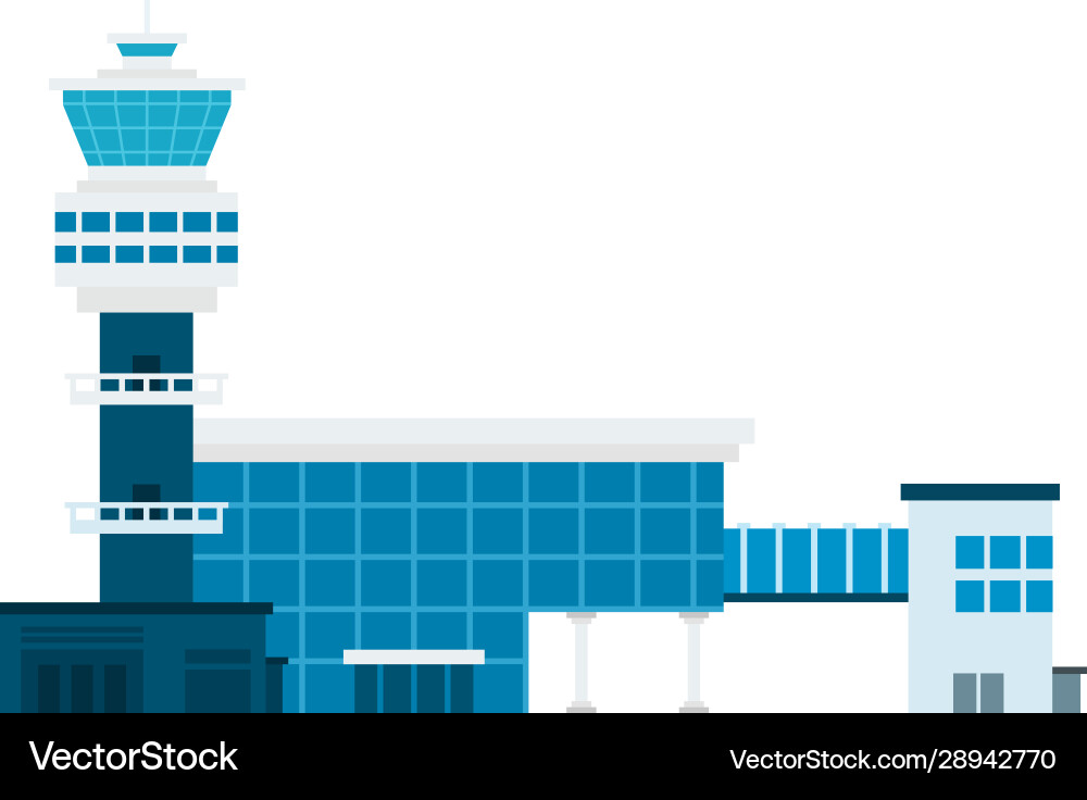 Airport building flat material design isolated Vector Image