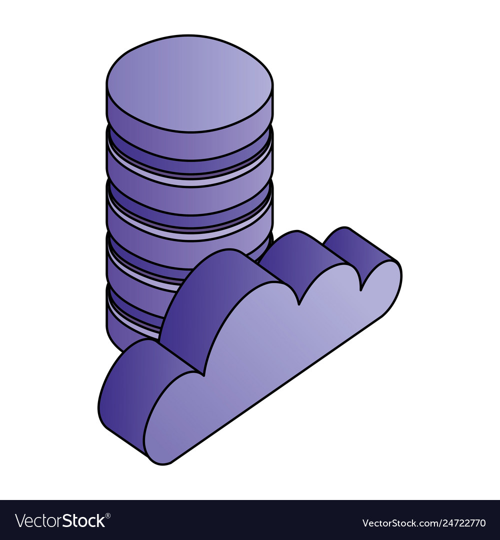 Data center disks and cloud computing isometric Vector Image