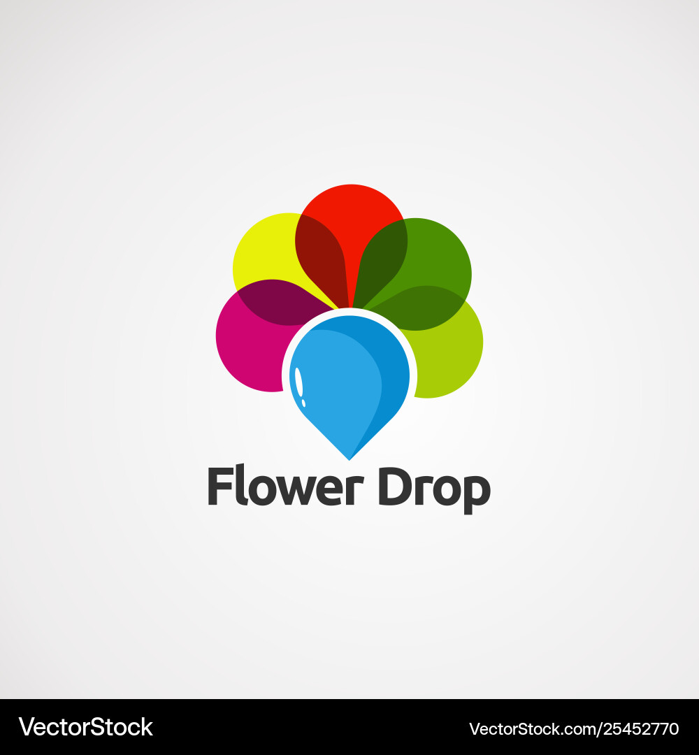 Drop blue flower logo icon element and template Vector Image