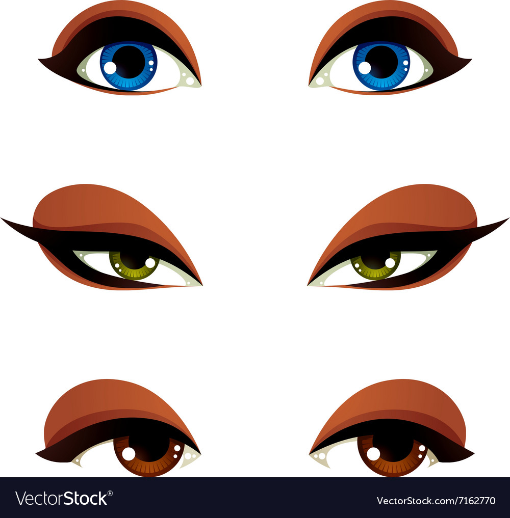Female eyes in different emotion with blue brown Vector Image