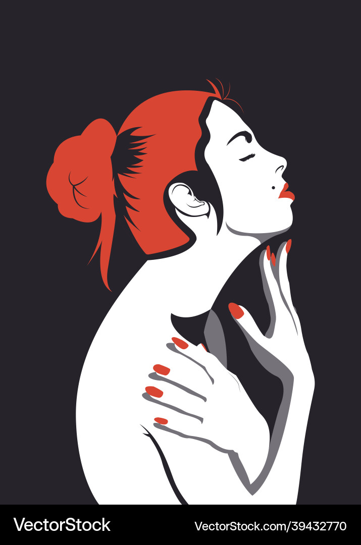 Female model posing holding chin Royalty Free Vector Image