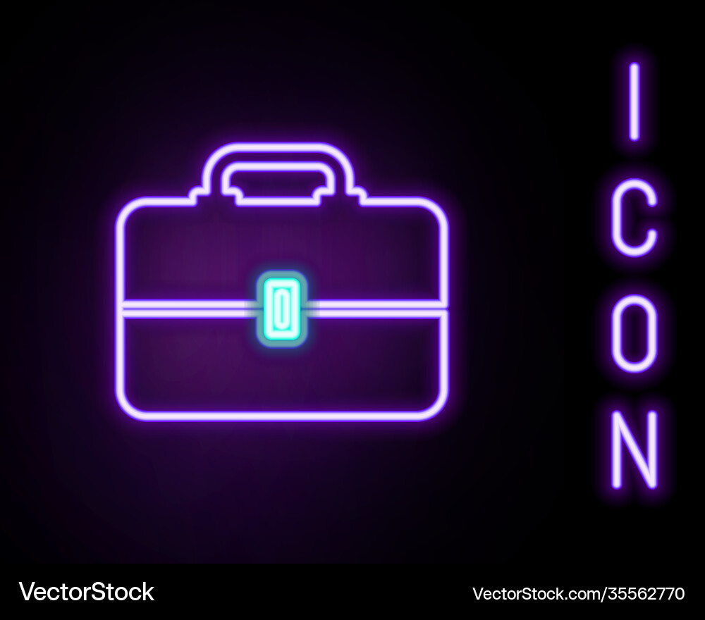 Glowing neon line toolbox icon isolated on black Vector Image