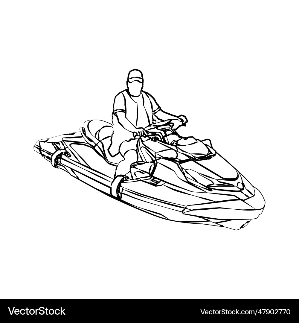 Hand drawn man on jet ski design isolated Vector Image