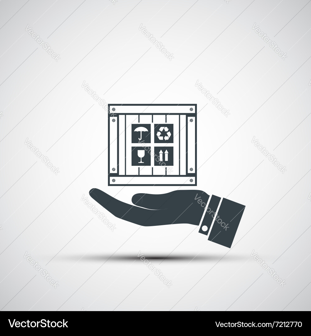 Hand holding a wooden box Royalty Free Vector Image
