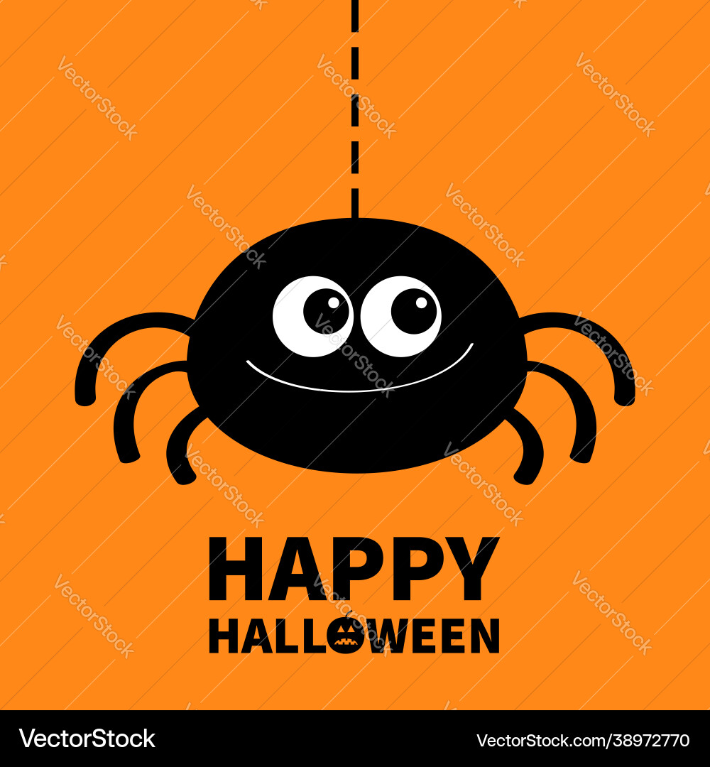 Happy halloween spider icon hanging dash line web Vector Image
