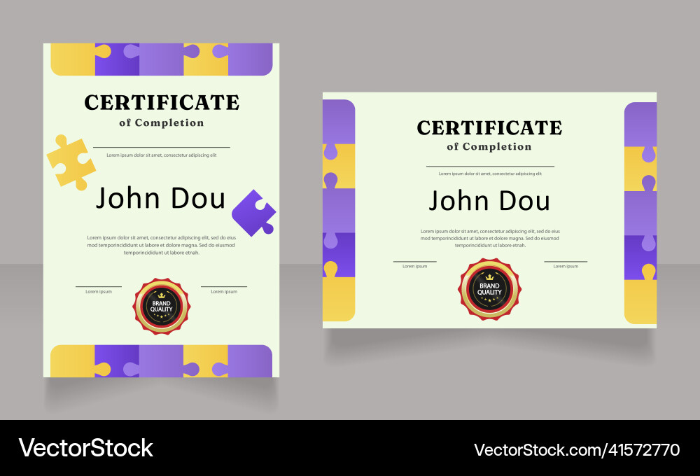 Mental health class completion certificate design Vector Image
