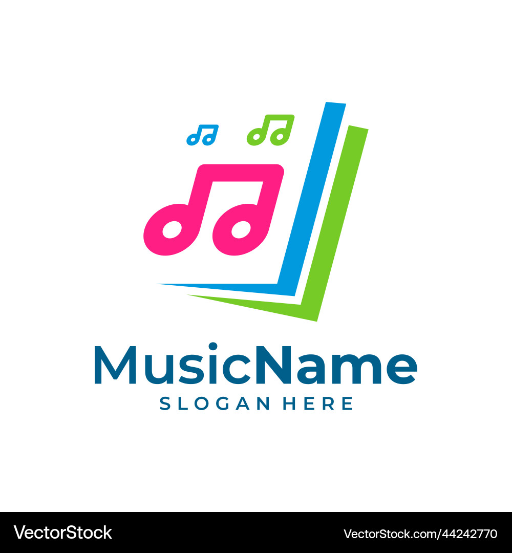 Music book logo template design emblem Royalty Free Vector