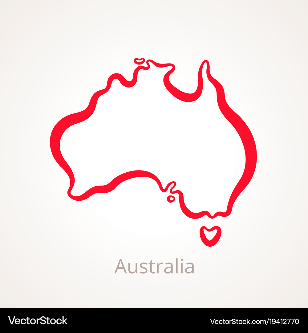 Outline map australia marked with red line Vector Image