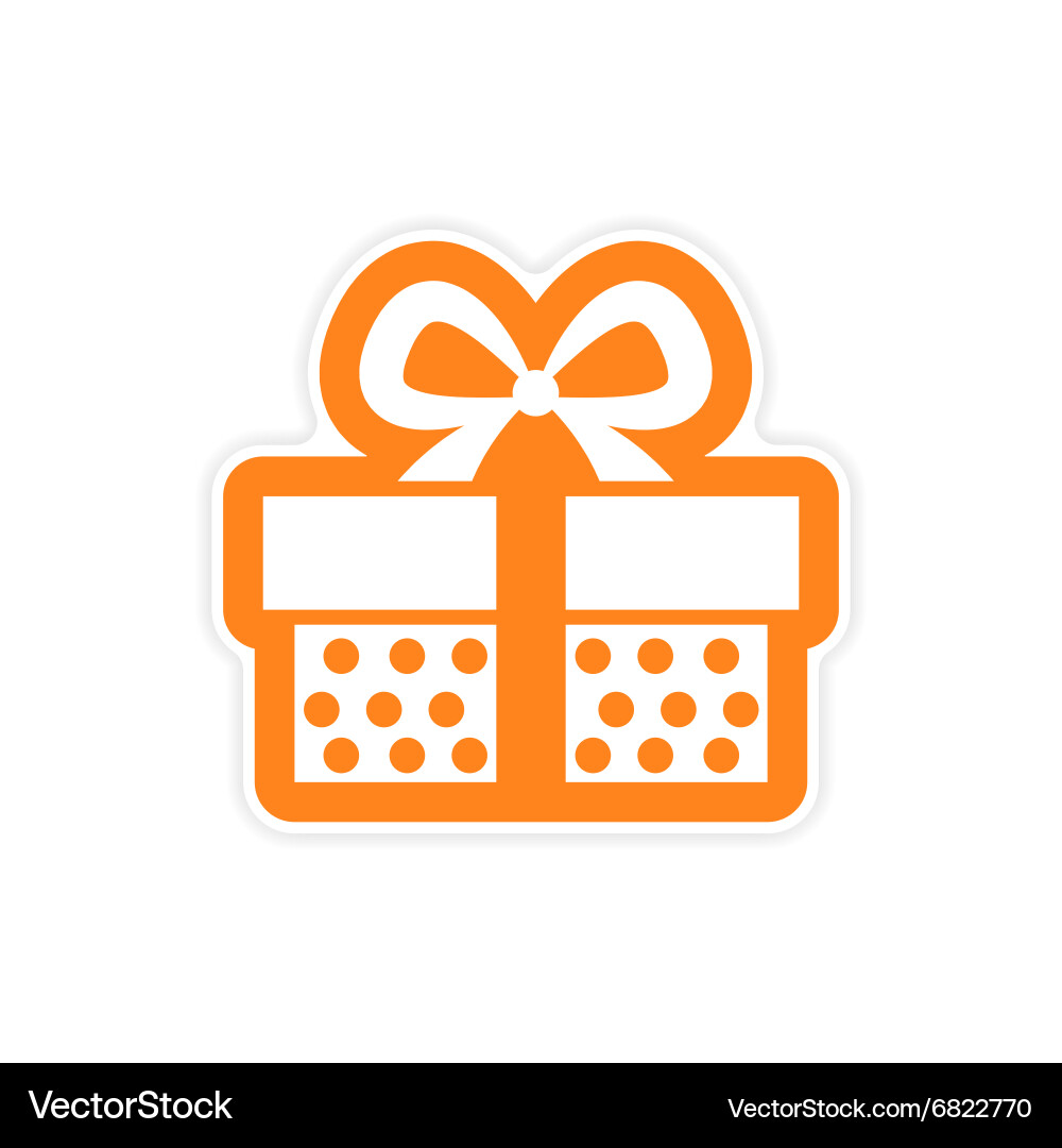Paper sticker on white background christmas gift Vector Image