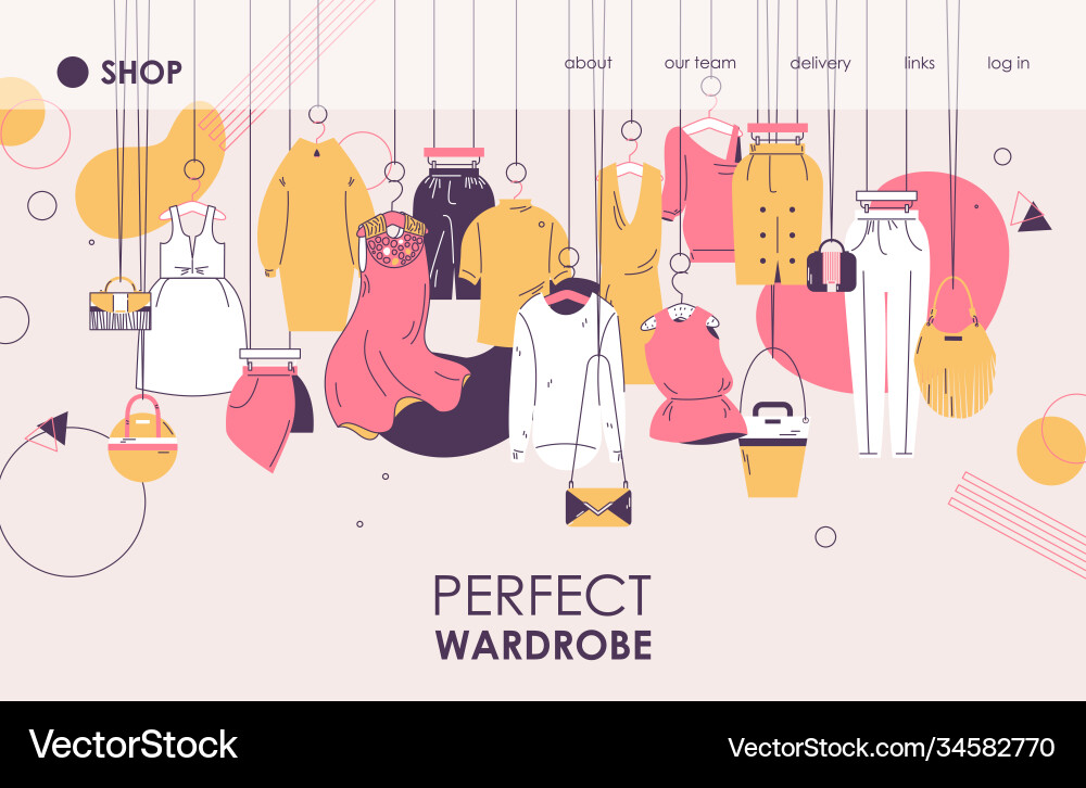 Perfect wardrobe banner template outline drawing Vector Image