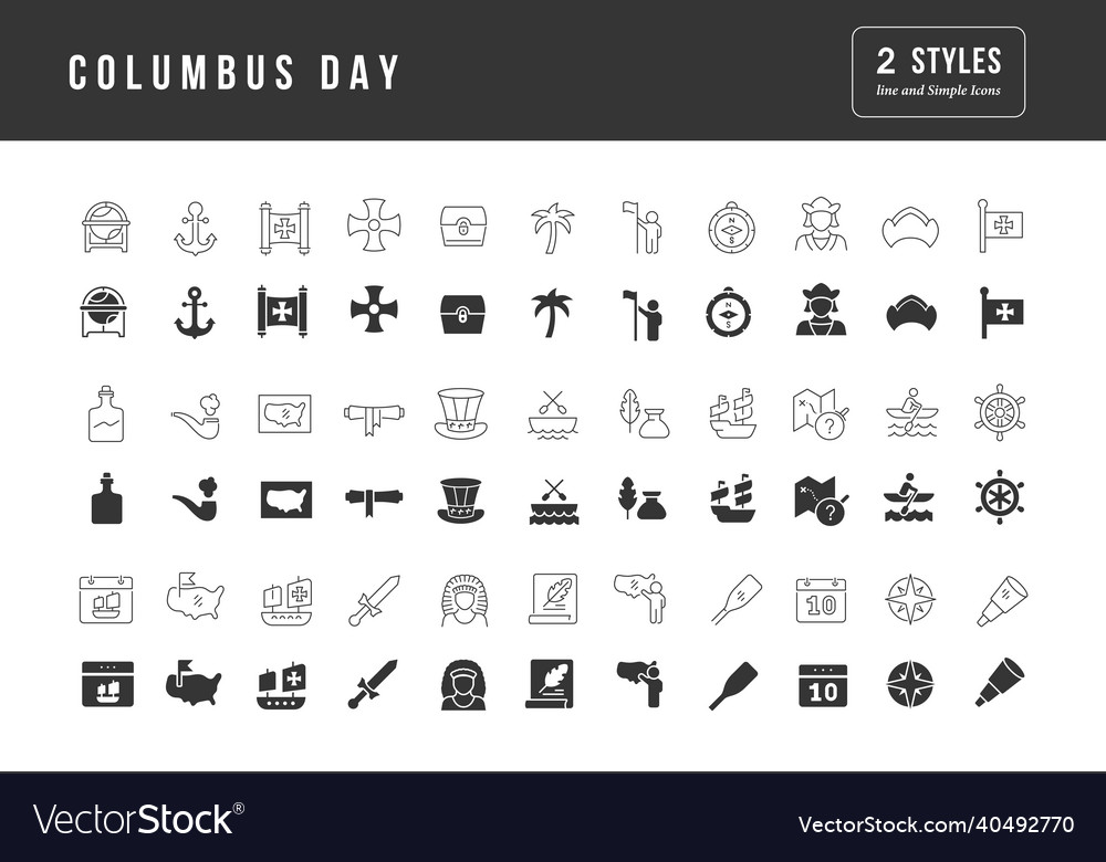 Set of simple icons of columbus day Royalty Free Vector