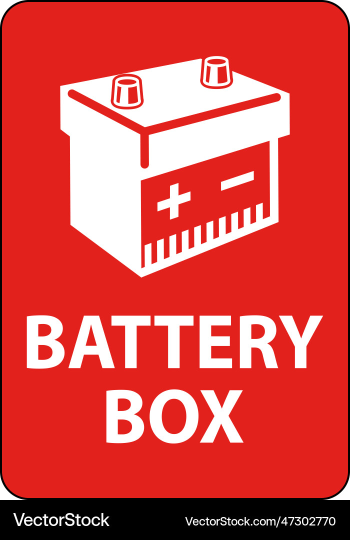 Symbol battery sign box on white Royalty Free Vector Image