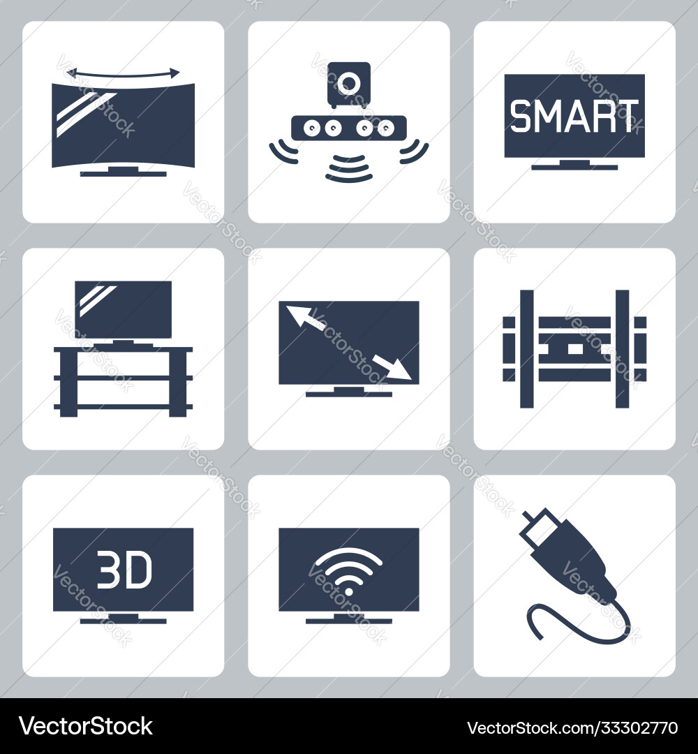 Tv related icon set in glyph style 2 Royalty Free Vector