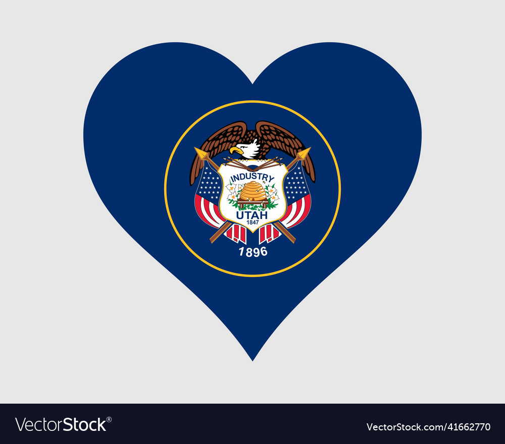 Utah usa heart love state flag ut us america icon Vector Image