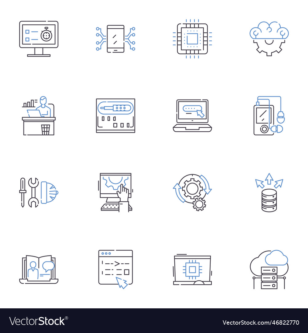 Web portal line icons collection gateway Vector Image