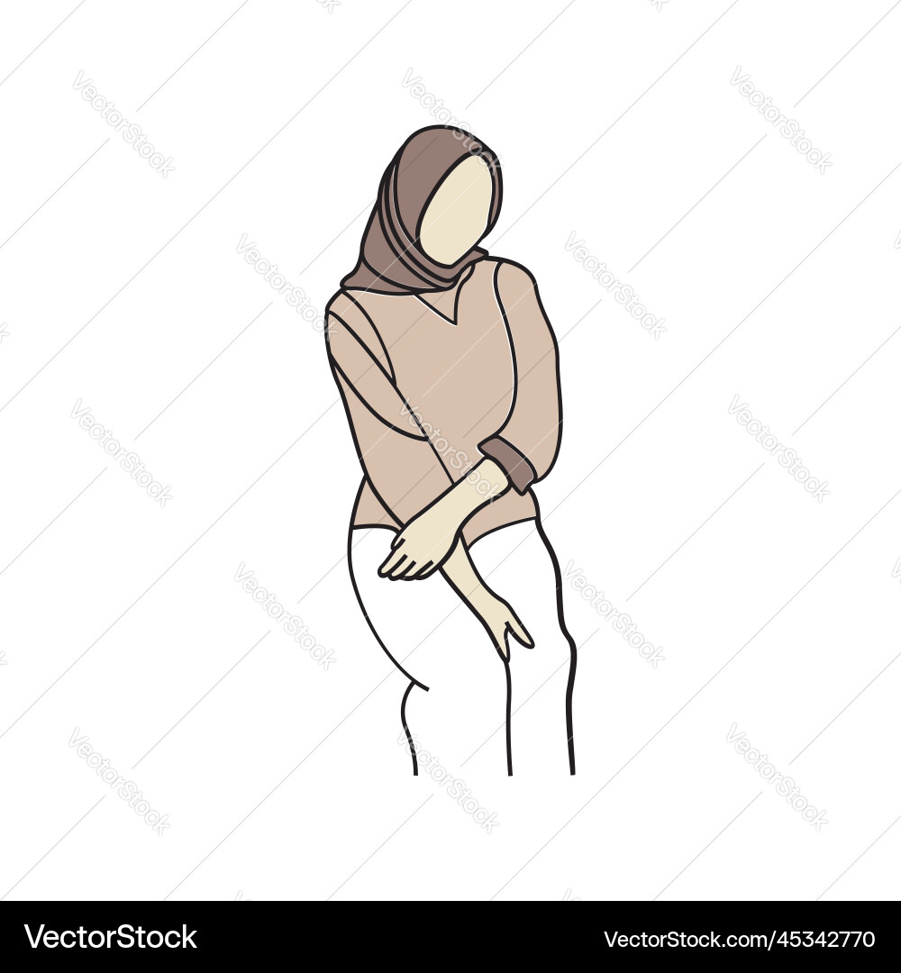 Woman pose line art style Royalty Free Vector Image