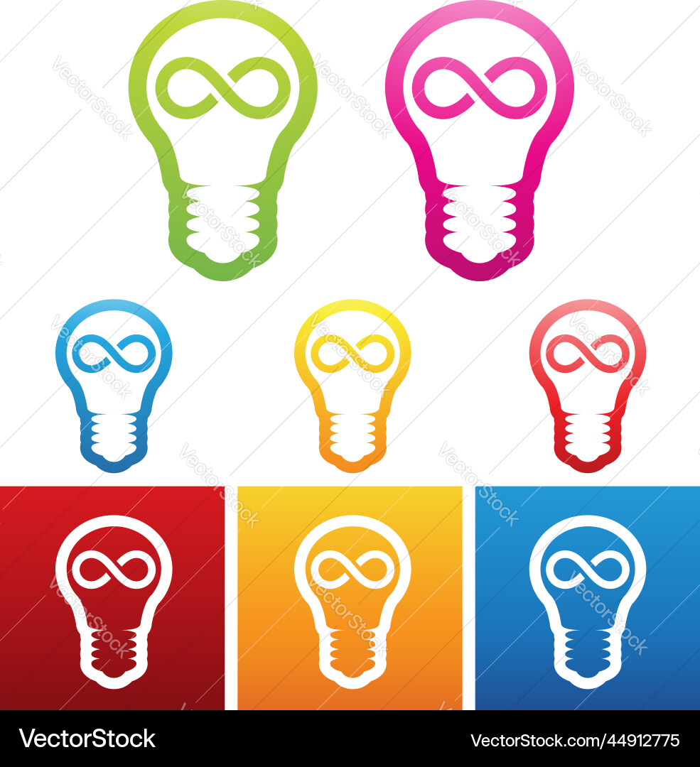 Colorful infinity bulbs depicting infinite ideas Vector Image