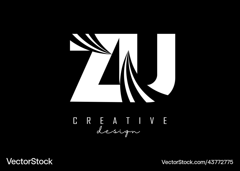 Creative white letters zu z u logo with leading Vector Image