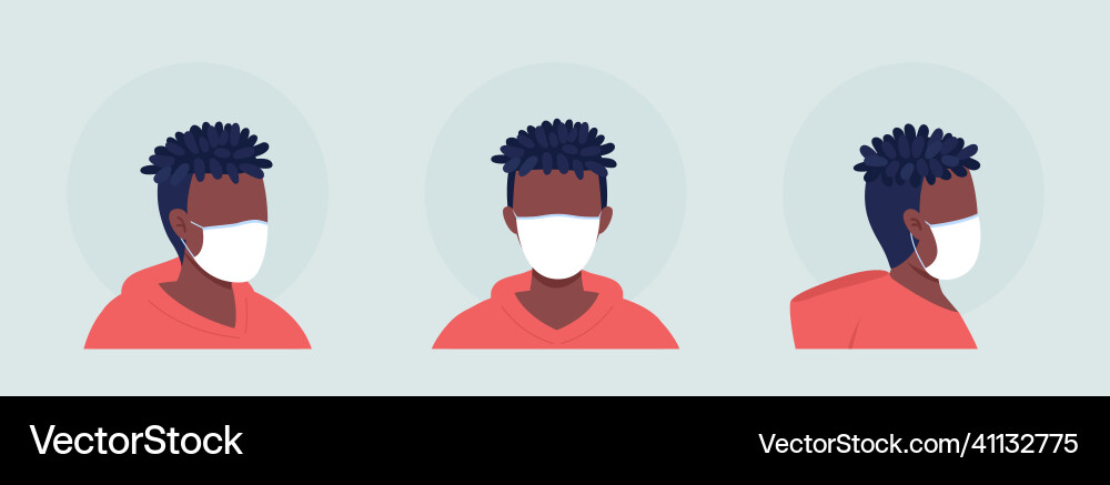 Elastic mask wearer semi flat color character Vector Image
