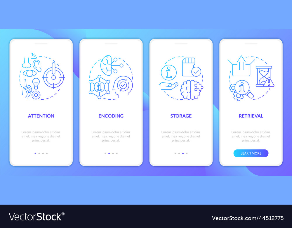 Memorizing information process blue gradient Vector Image
