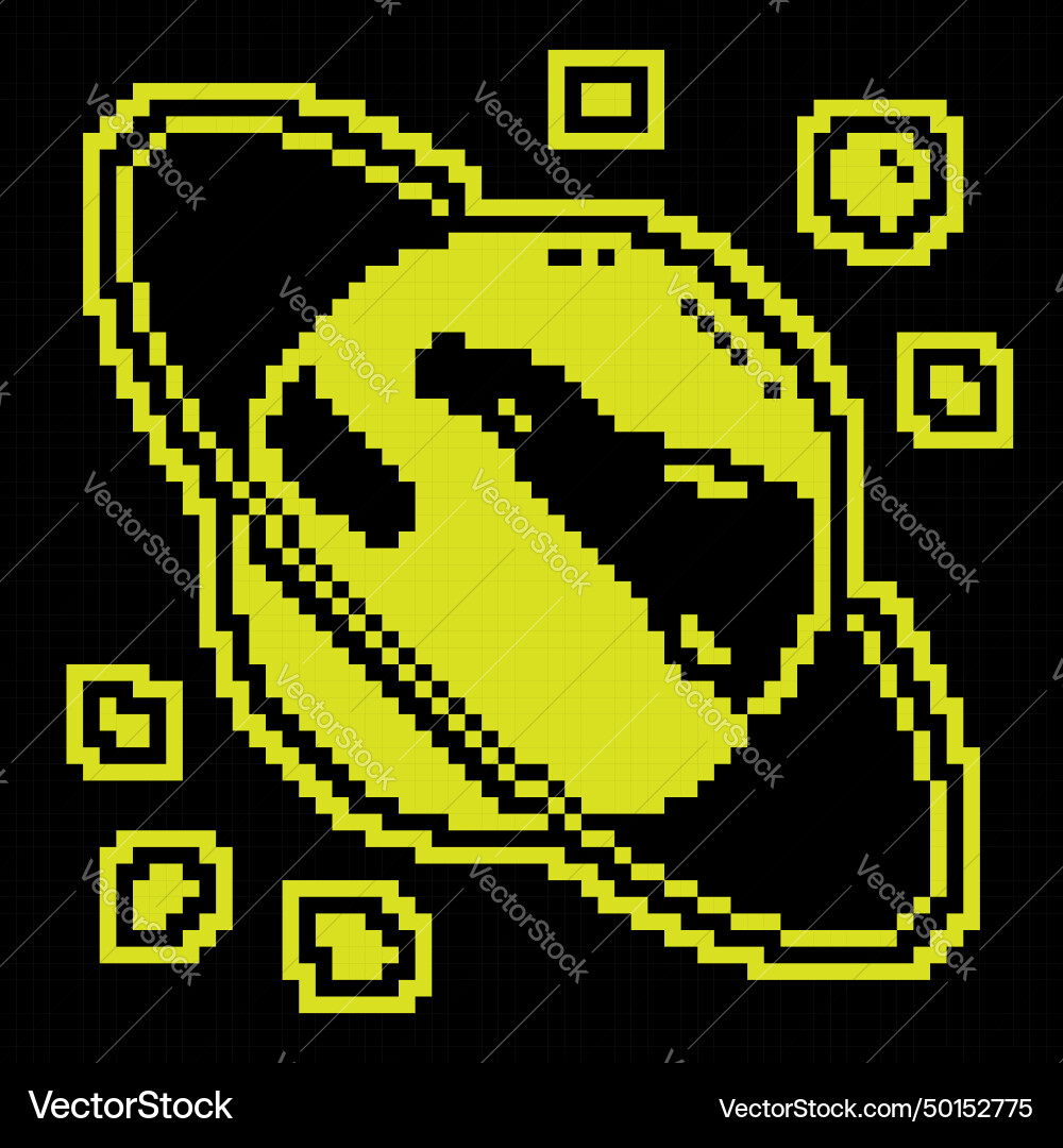 Planet saturn with ring pixel silhouette icon Vector Image