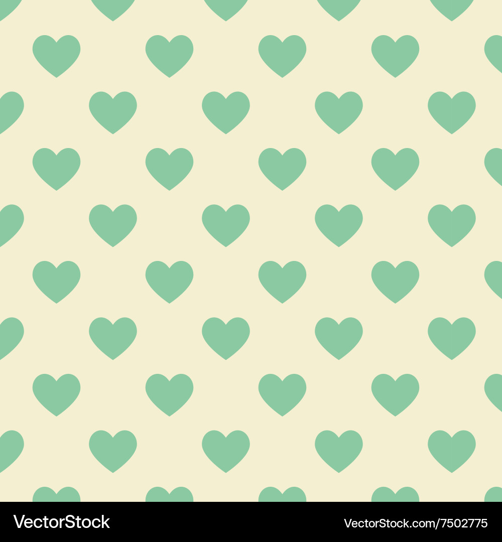 Seamless polka dot yellow pattern with green heart