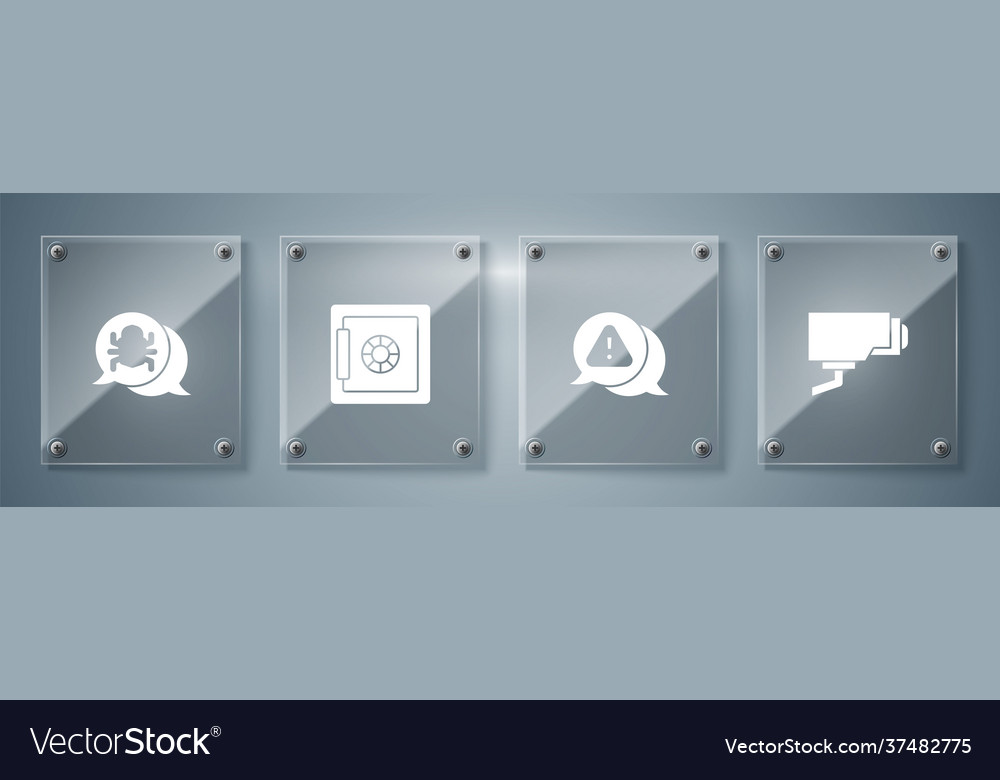 Set Security Camera Exclamation Mark In Triangle Vector Image