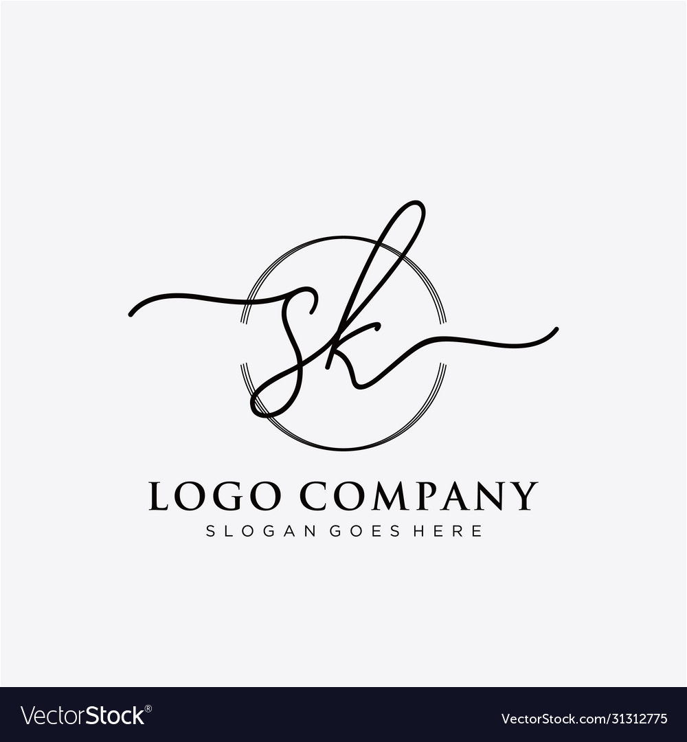 Sk initial handwriting logo design Royalty Free Vector Image Sk initial handwriting logo design Royalty Free Vector Image