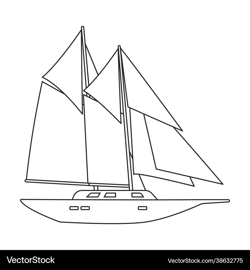 Yacht sail outline icon Royalty Free Vector Image