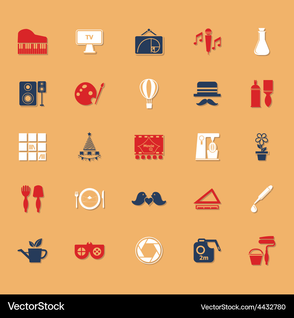 Art activity classic color icons with shadow Vector Image
