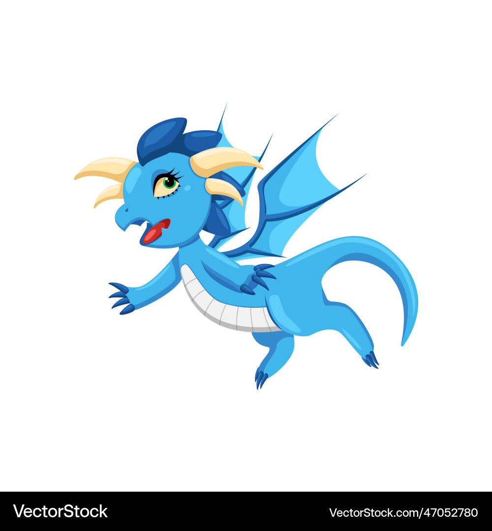 Blue fairytale monster or creature flying Vector Image
