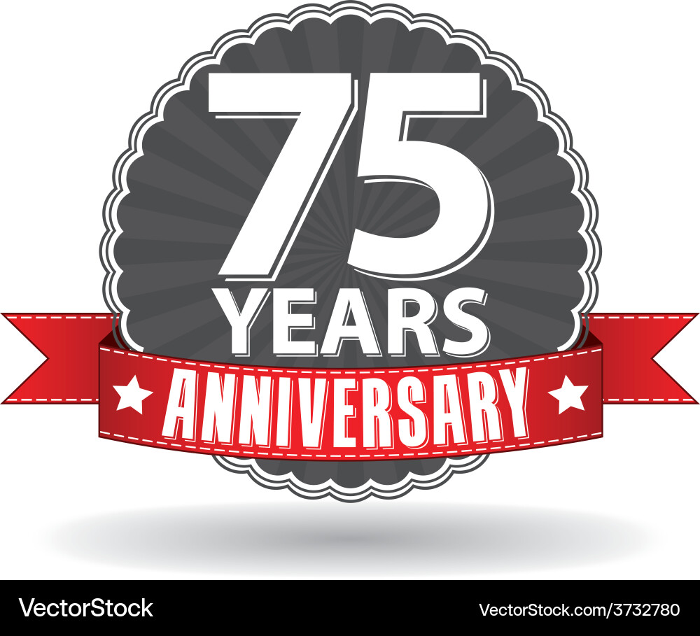 Celebrating 75 years anniversary retro label Vector Image