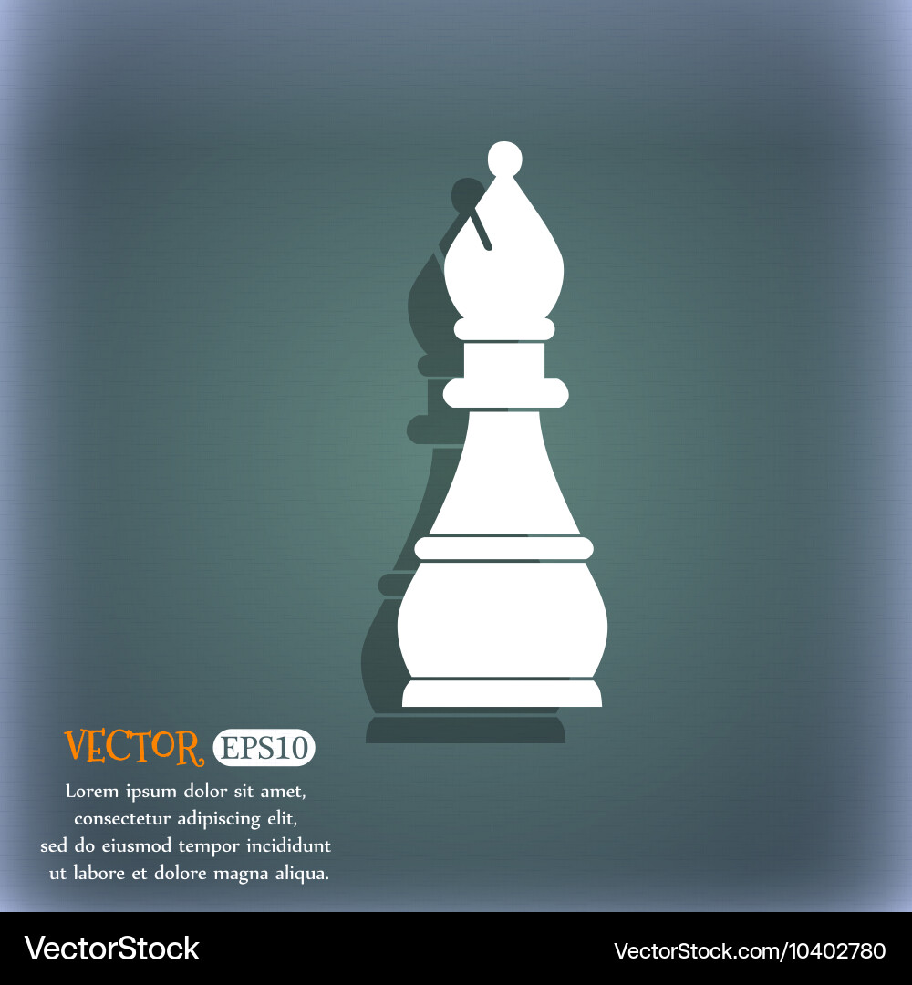 Chess bishop icon on the blue-green abstract Vector Image