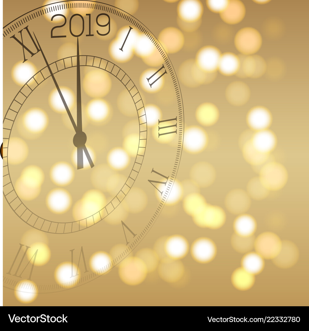 Christmas or new year card with clock Royalty Free Vector