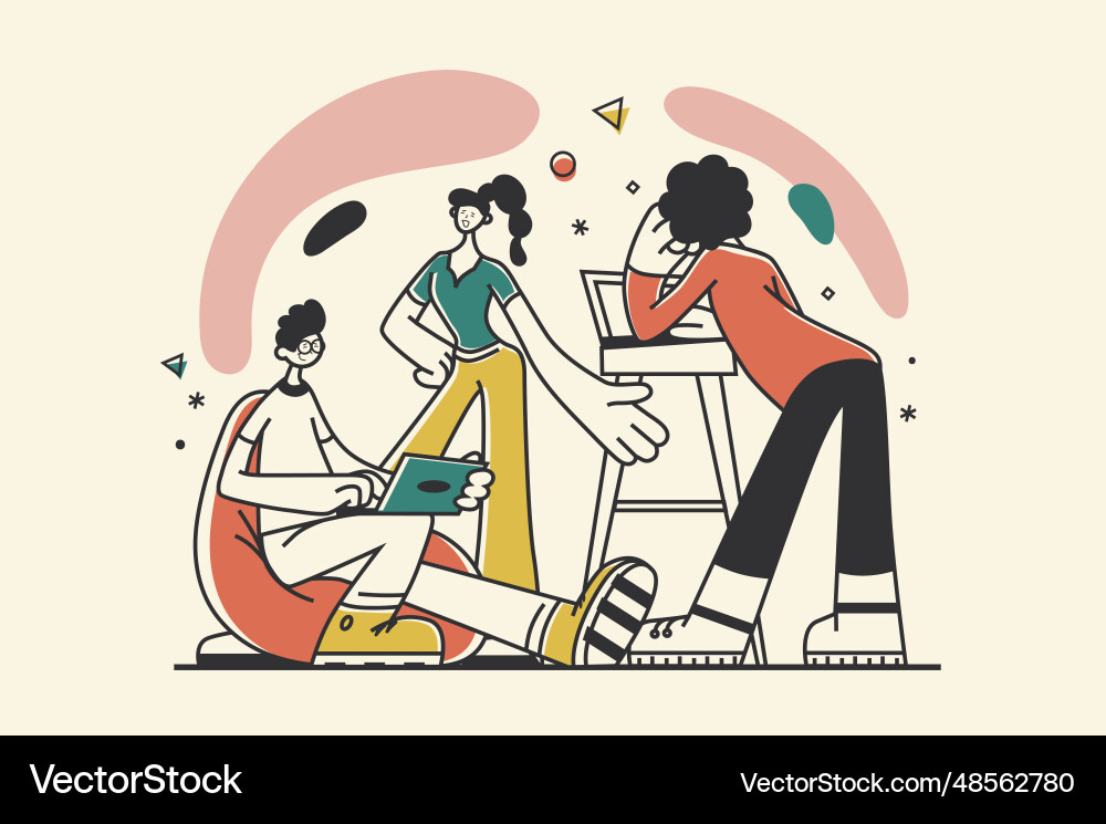 Coworking space concept with people scene in flat Vector Image