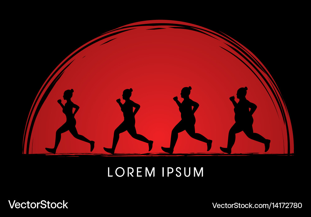 Fat woman running step graphic Royalty Free Vector Image