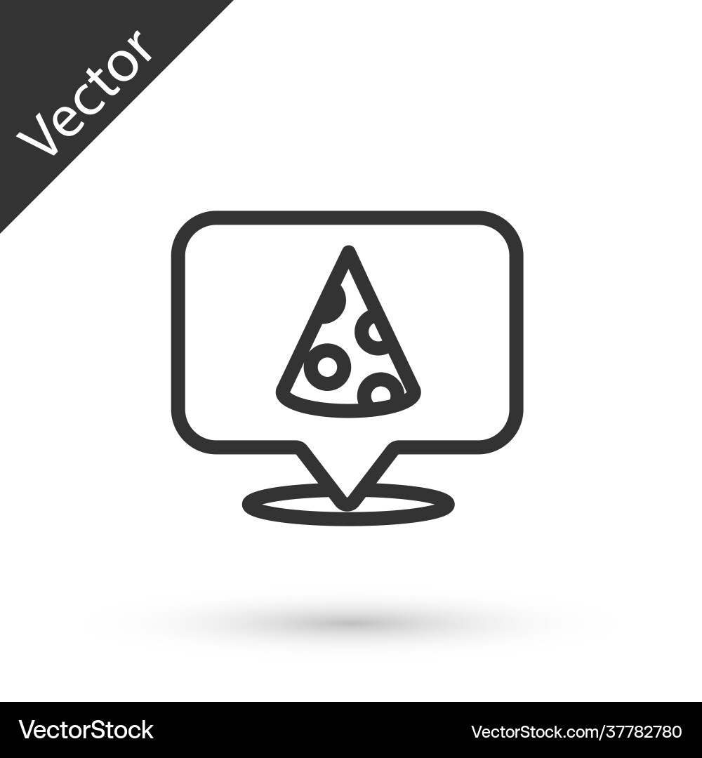 Grey line slice pizza icon isolated on white Vector Image