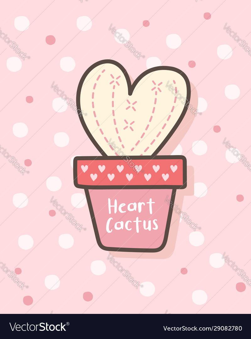 Happy valentines day with heart shaped cactus Vector Image