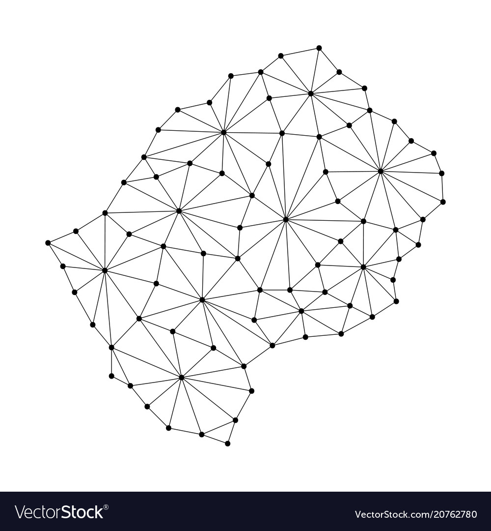 Lesotho map of polygonal mosaic lines network Vector Image