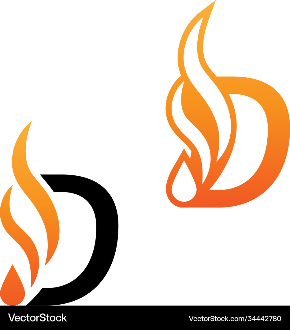 Letter d and fire waves logo icon concept design Vector Image