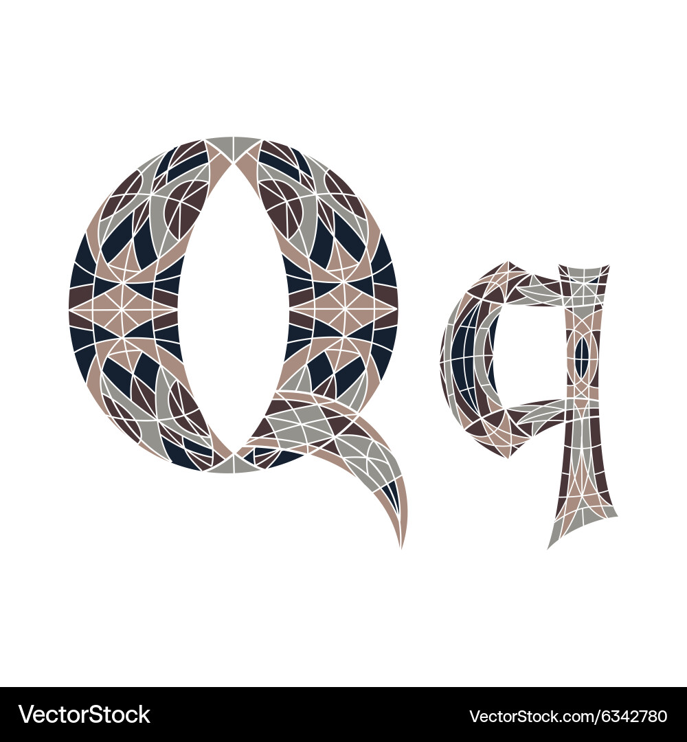Low poly letter q in brown mosaic polygon Vector Image