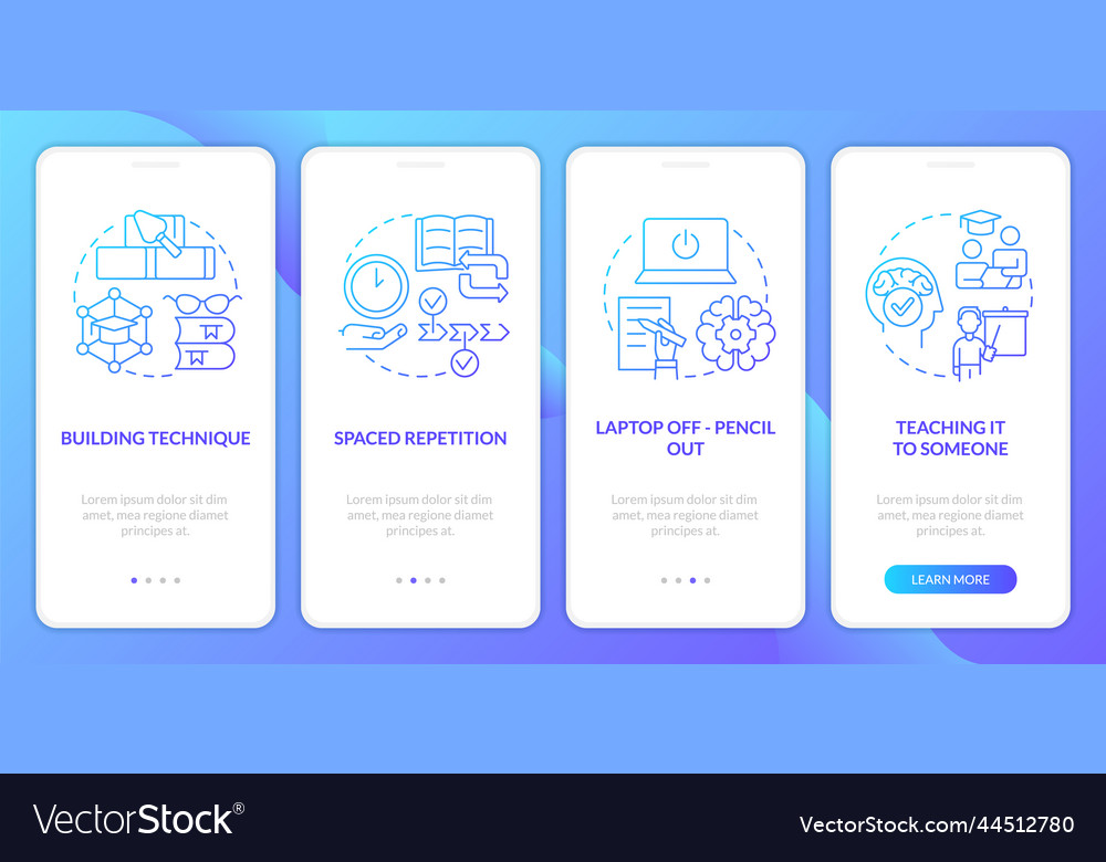 Memorizing techniques blue gradient onboarding Vector Image Memorizing techniques blue gradient onboarding Vector Image