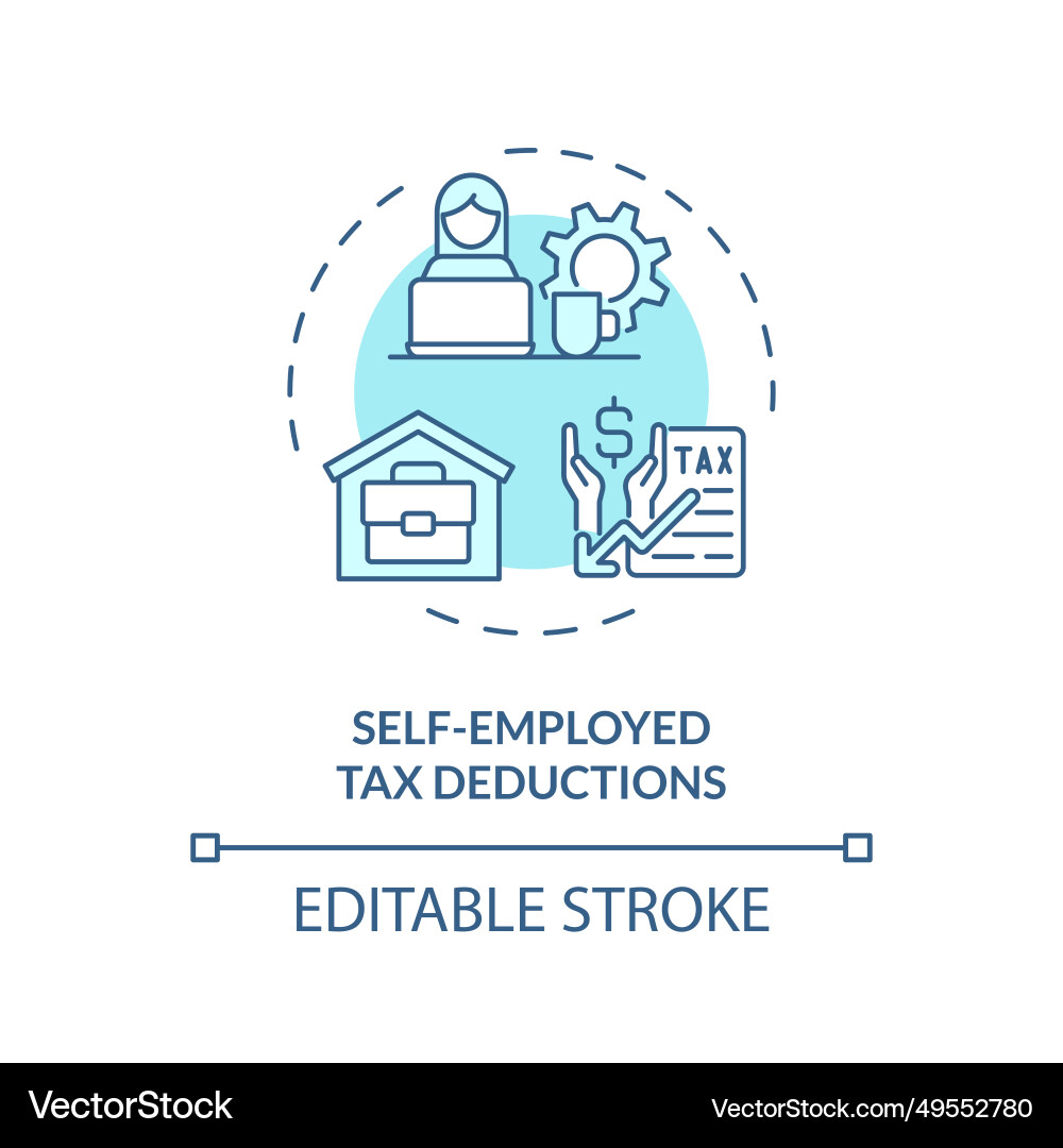 Self-employed tax deduction soft blue concept icon