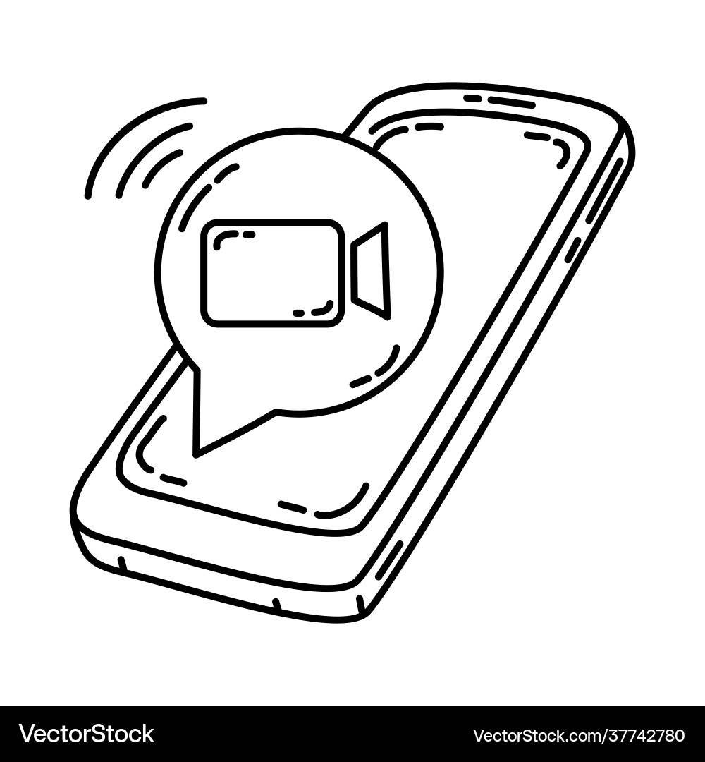 Video call icon doodle hand drawn or outline Vector Image