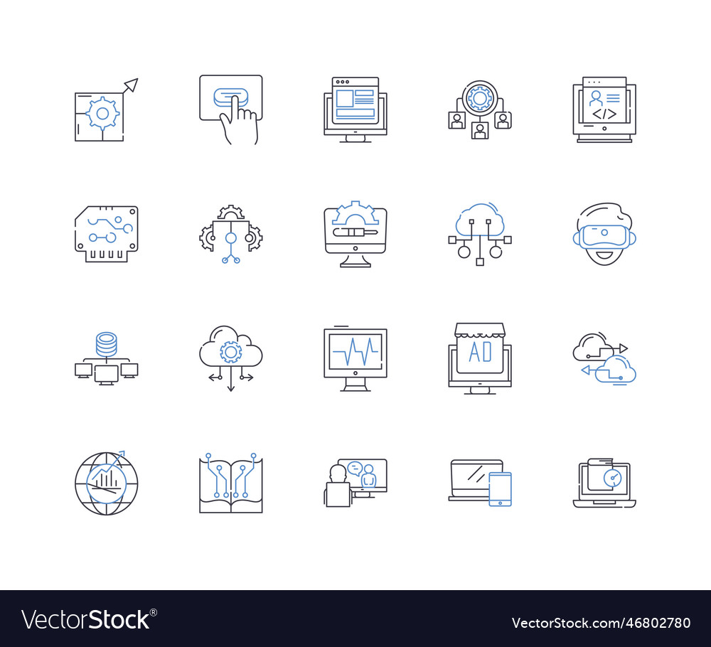 Web-based industry line icons collection internet Vector Image