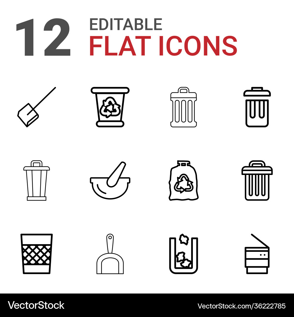 12 trash icons Royalty Free Vector Image - VectorStock
