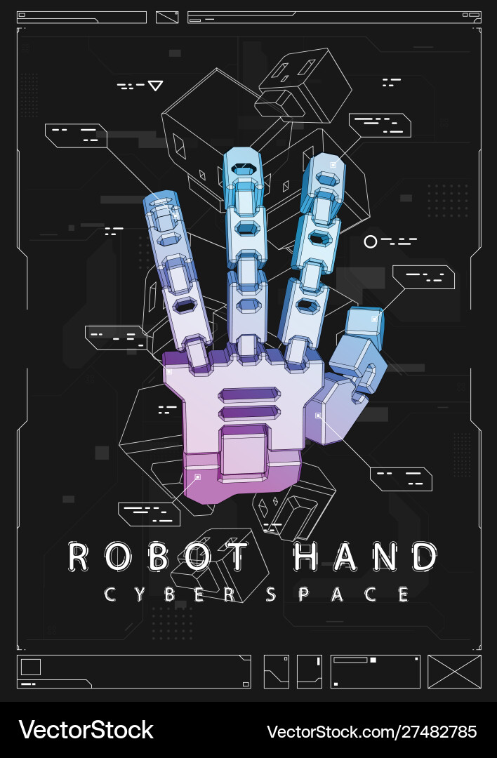 Abstract futuristic poster with robot hand Vector Image