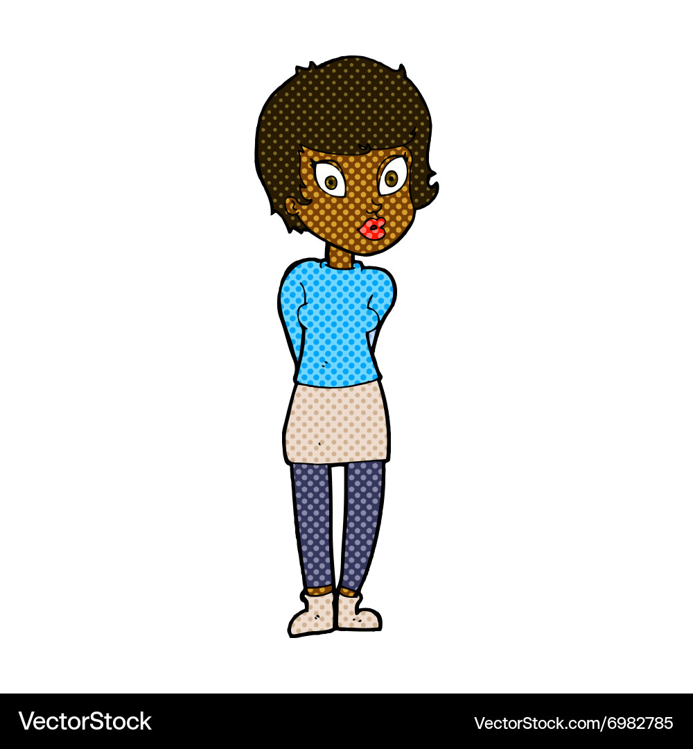 Comic cartoon pretty woman Royalty Free Vector Image