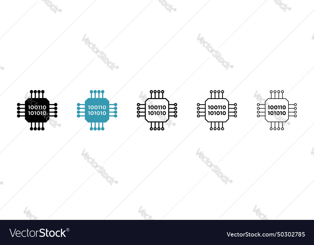 Computation icon set cloud server processor Vector Image